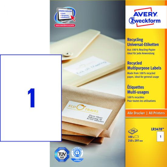 Avery Zweckform etikete LR3478-100, 210x297 mm | MALL.HR