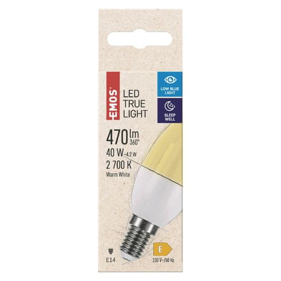 EMOS True Light LED žarulja, 4,2 W, E14, topla bijela | MALL.HR